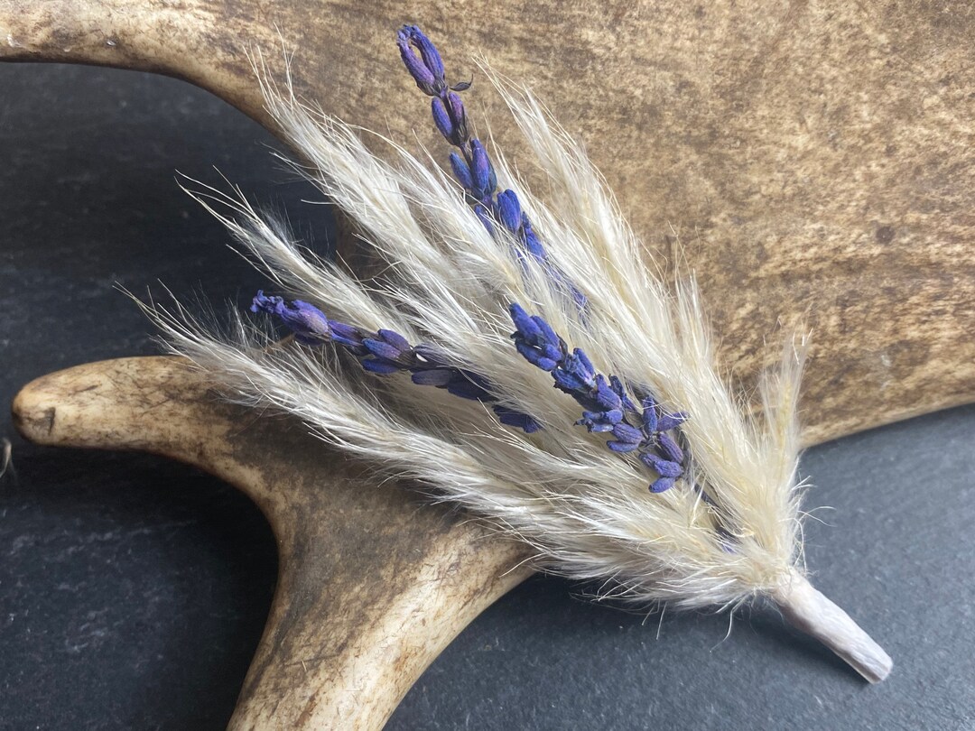 Lavender Buttonhole Pampas Buttonhole Everlasting Flowers Wedding ...