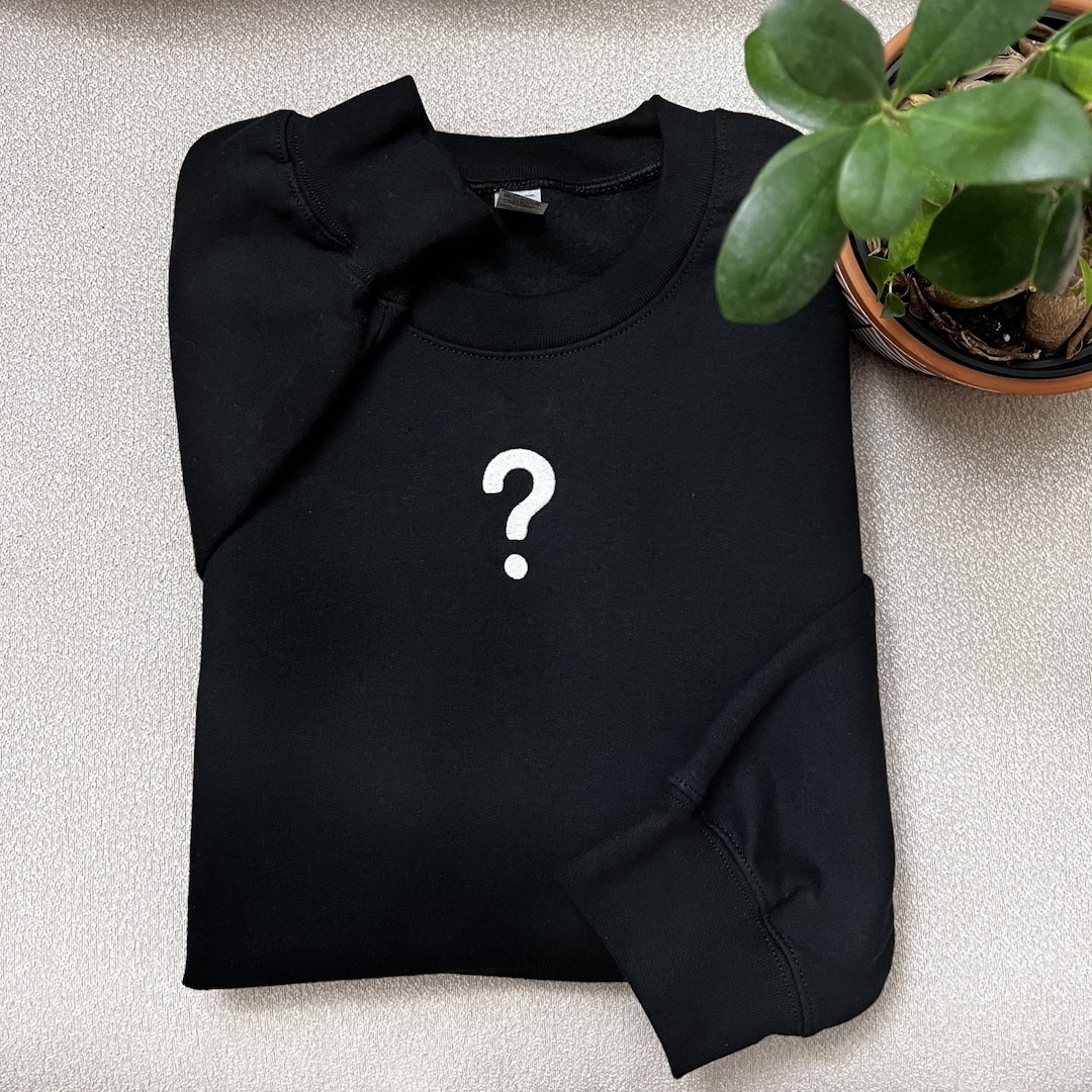 Mystery Mark Embroidered Sweatshirt|hoodie, Question Mark Embroidered ...