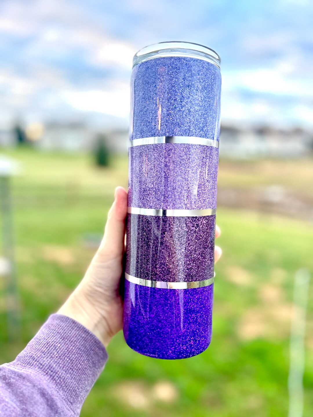 Personalizable Purple Split Color Tumbler - 30oz Skinny Straight Purple ...