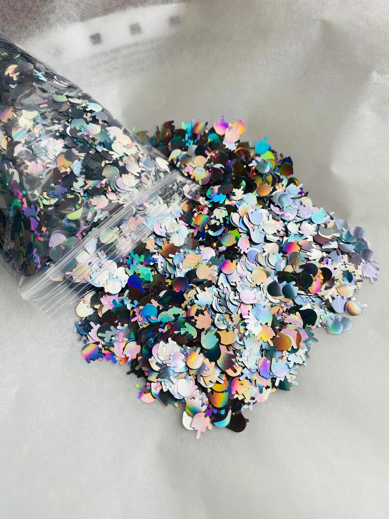 Middle Finger Shaped Glitter Silver Holographic - Etsy