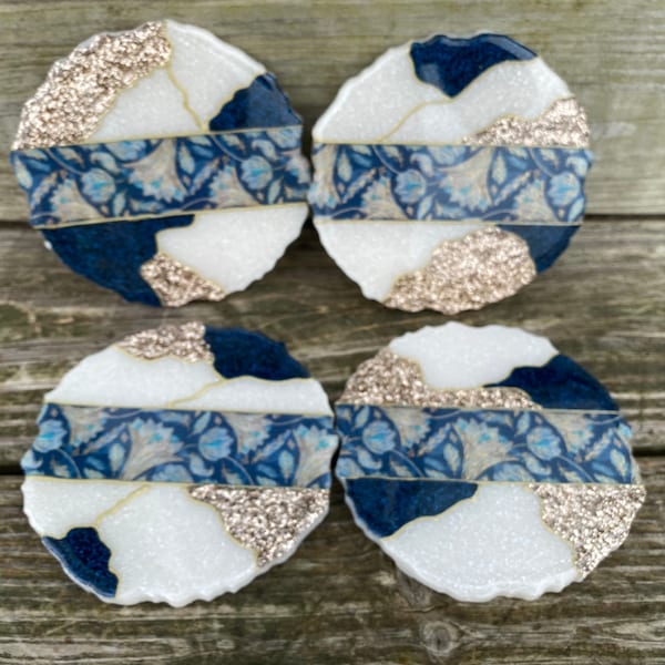 Blue Coasters - Etsy