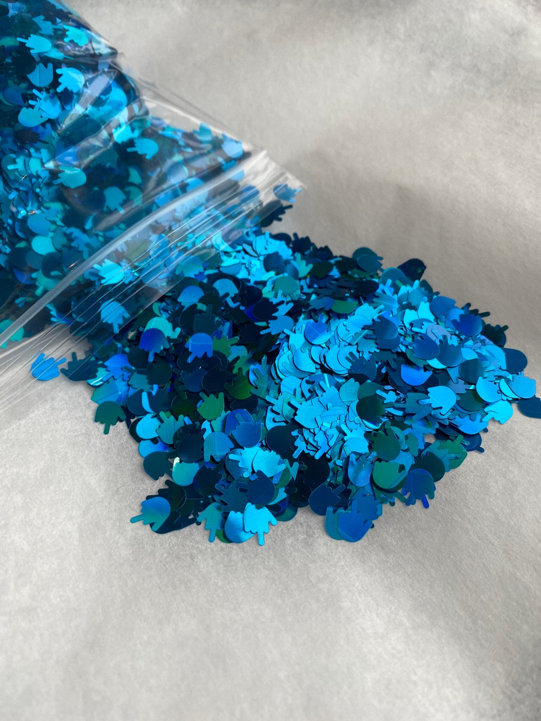 Middle Finger Shaped Glitter - Teal Blue Holographic - Etsy