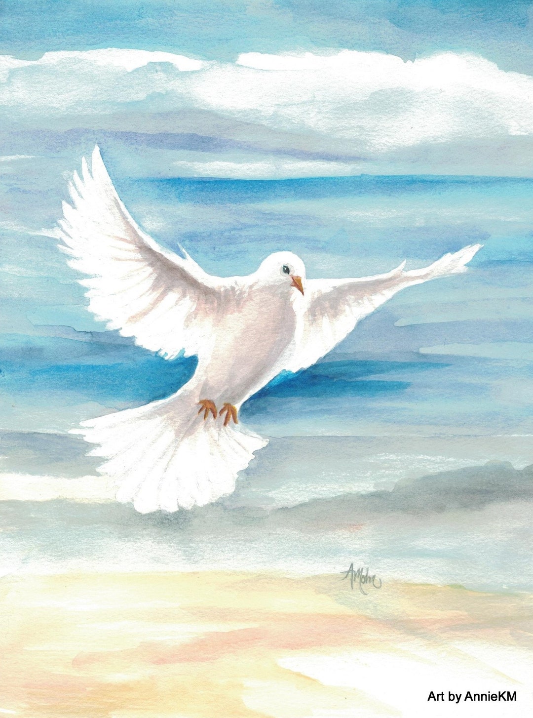 White Dove, Bird, Nature, 5X7 Inch Watercolor Print - Etsy