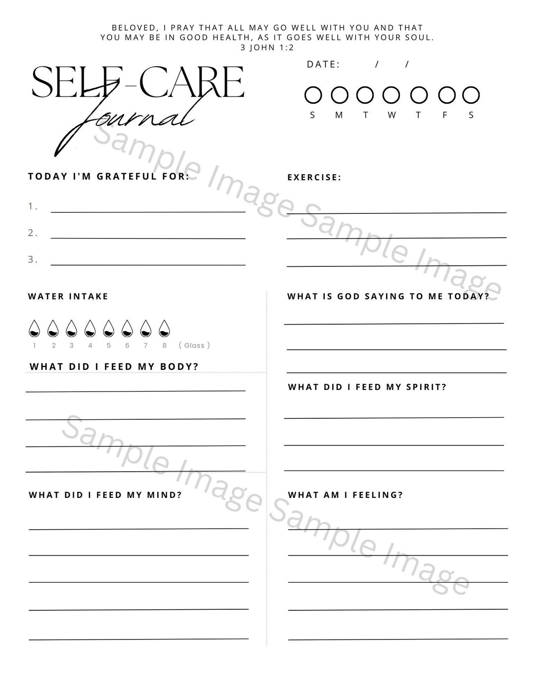 Self Care Journal Christian Faith Based : Printable PDF PNG - Etsy