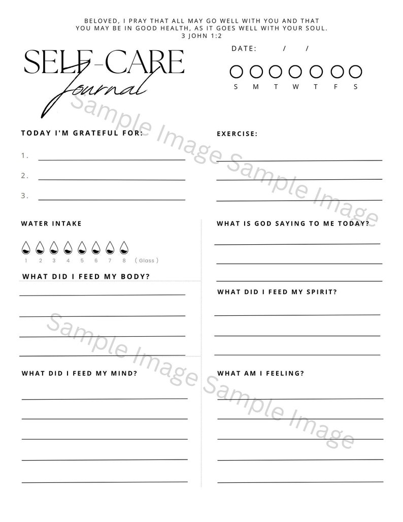 Self Care Journal Christian Faith Based : Printable PDF PNG - Etsy