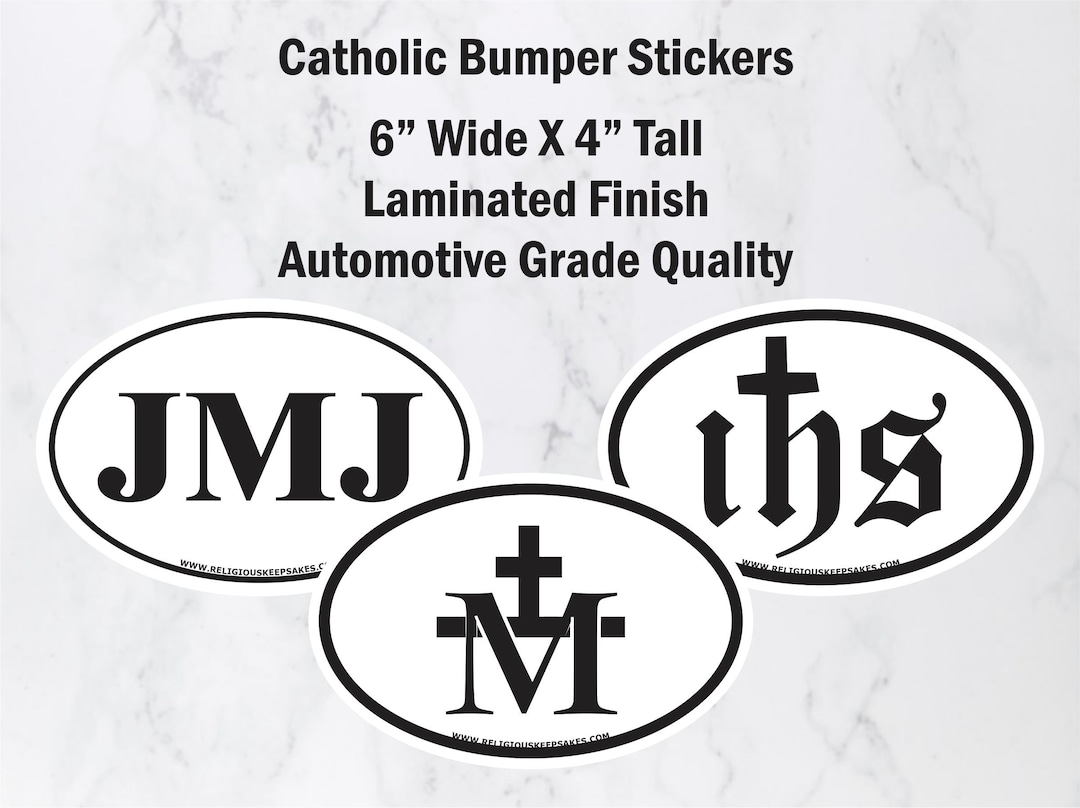 Catholic Christian Bumper Sticker Oval Sticker Jesus Mary and Joseph ...