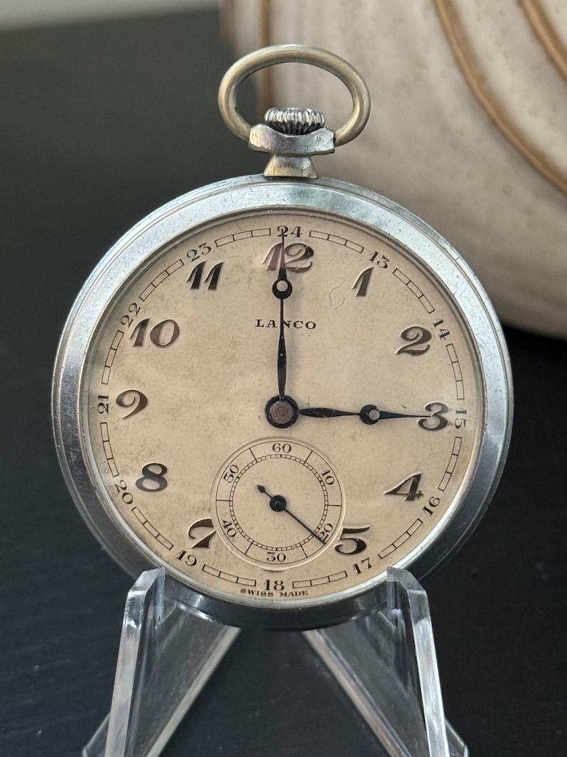 Vintage Lanco Swiss Pocket Watch - Etsy