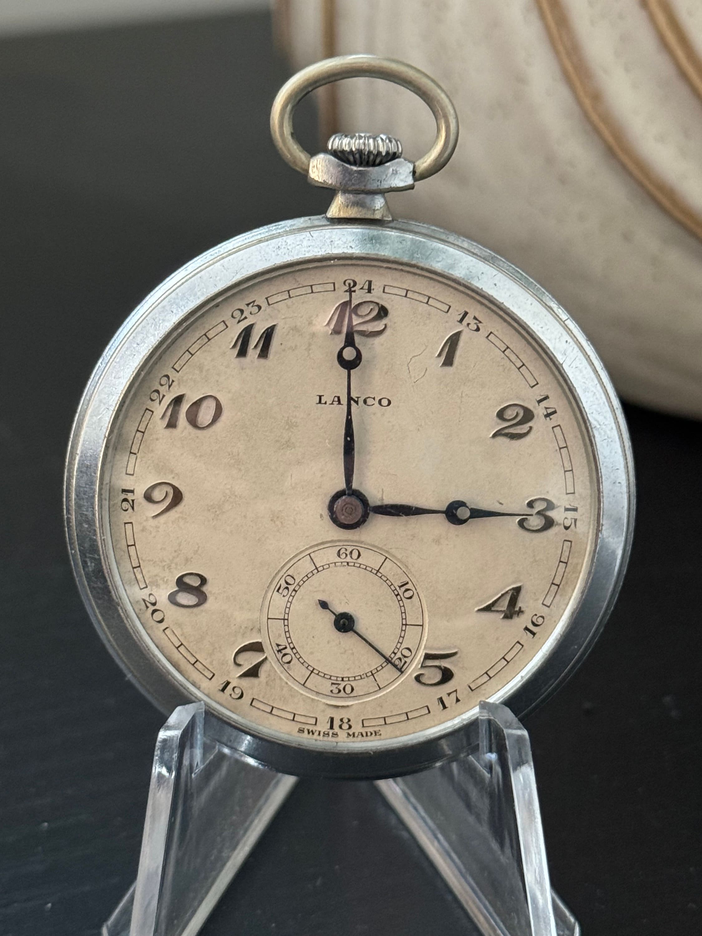 Vintage Lanco Swiss Pocket Watch - Etsy