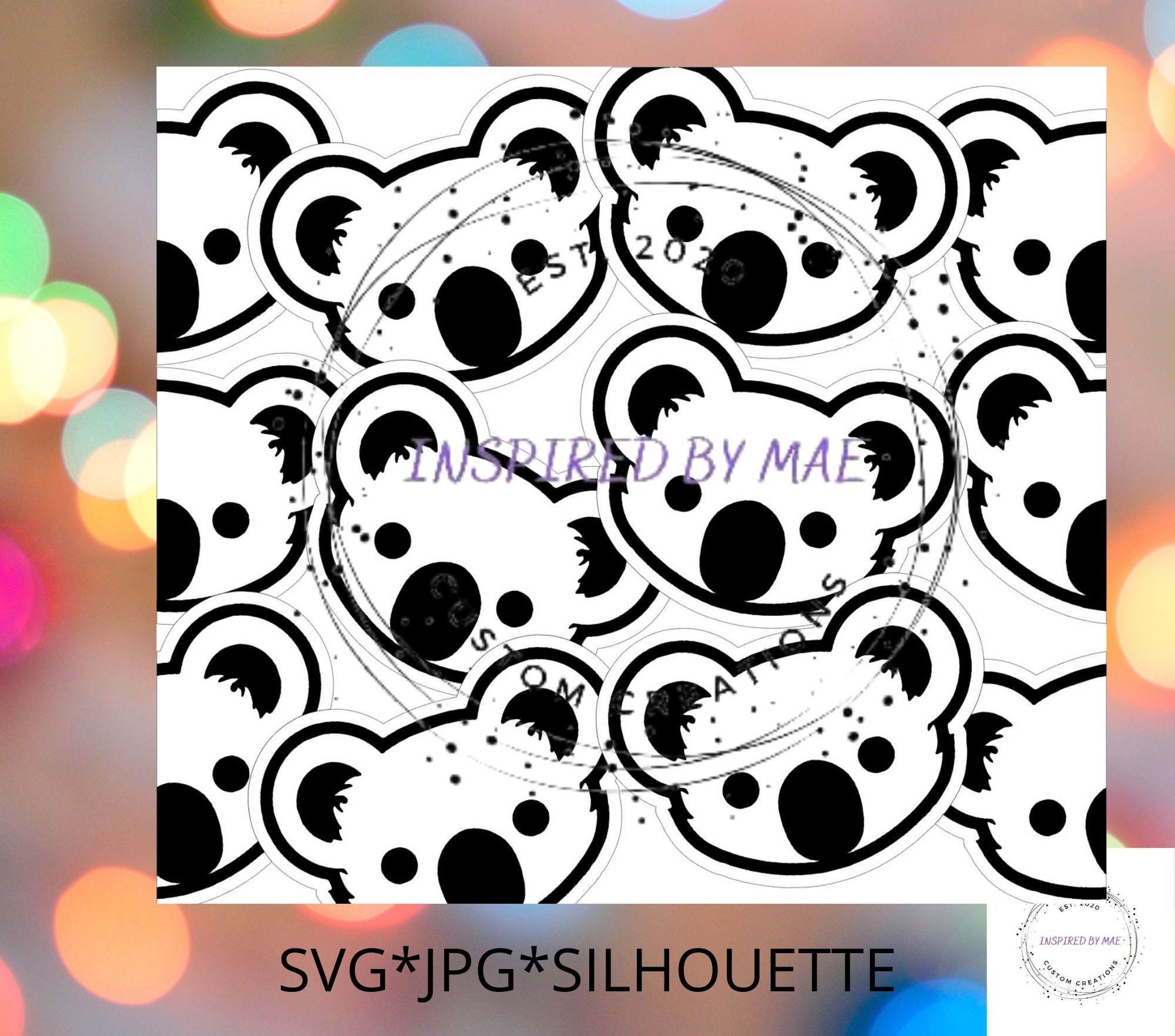 Seamless Koala Face Burst Template - Etsy