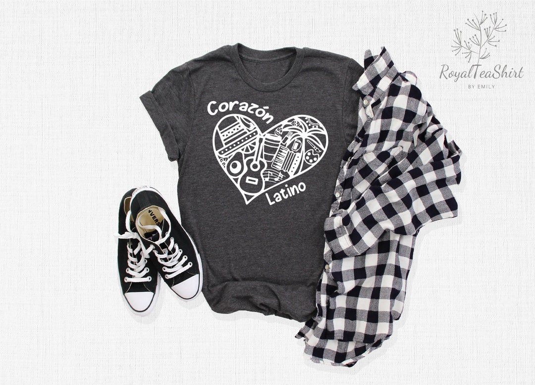 Corazon Latino T-shirt, Hispanic Heritage Month Outfit, Cool Spanish ...