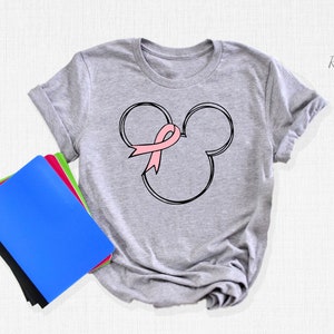 Hope for A Cure Breast Cancer Awareness, Pink Ribbon Mickey Head T ...