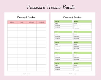 Password Tracker Template Instant Download - Etsy