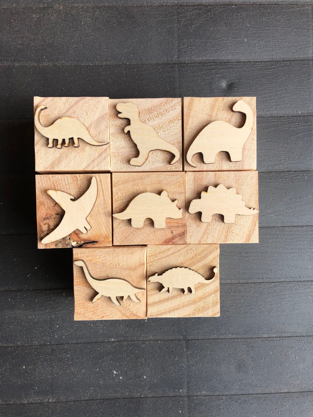 Dinosaur Wooden Doh Stamps - Etsy
