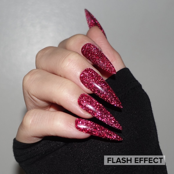Dark Red Nails - Etsy