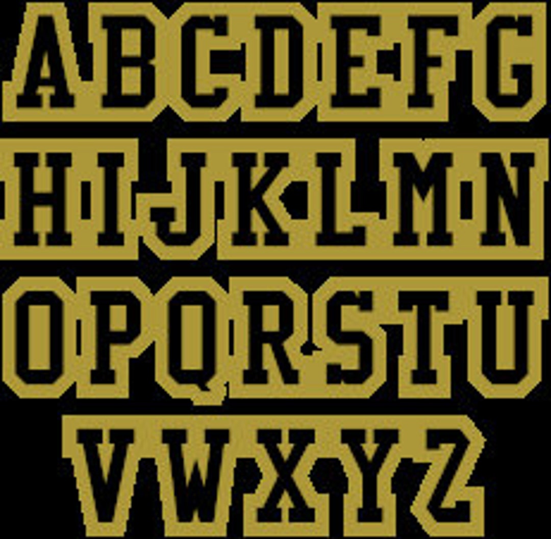 2 Inch-twill Letter 2 Color-black & Old Gold Jersey Letters - Etsy
