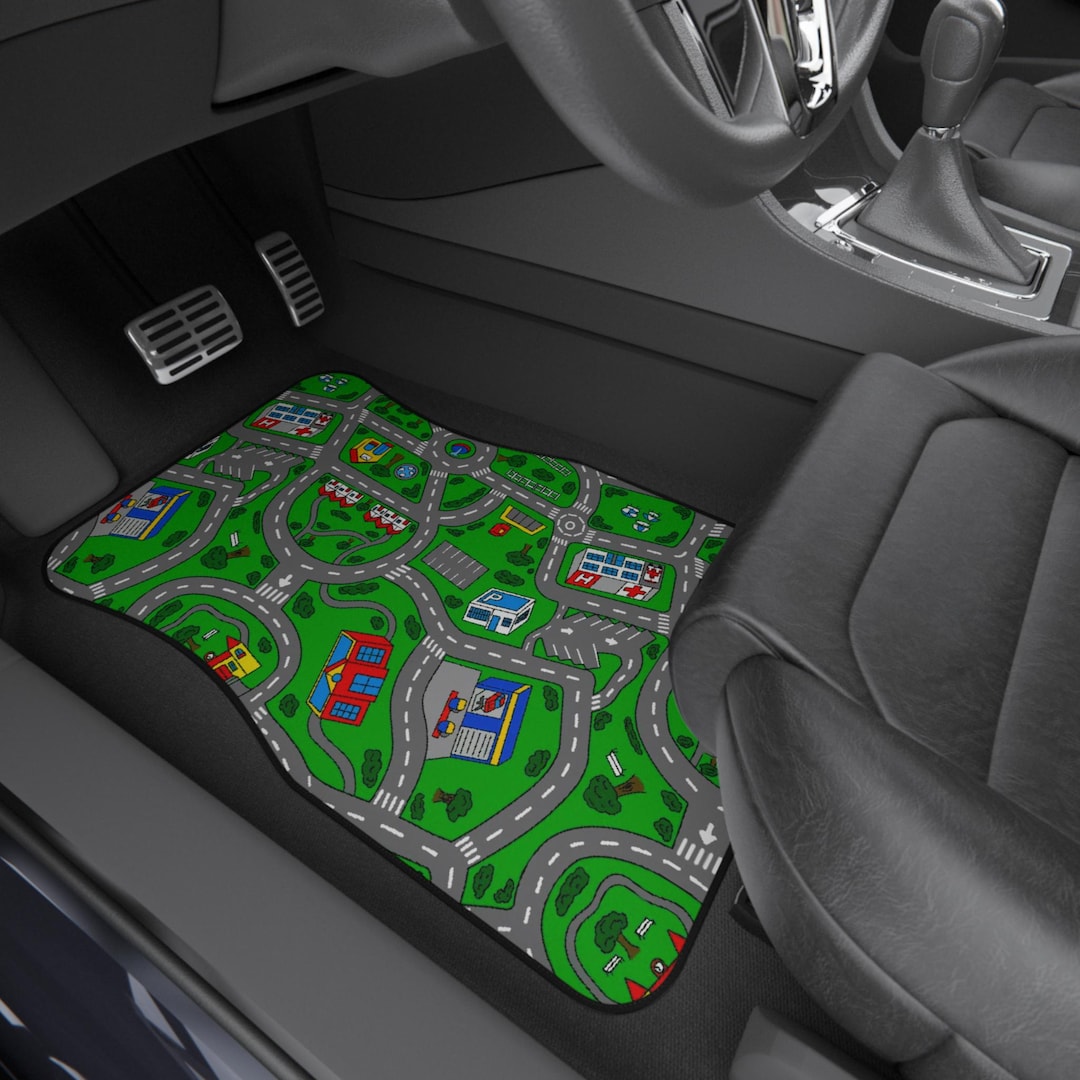 2pc Retro 90s City Map Carpet Car Floor Mat Set Nostalgic Mini Town ...