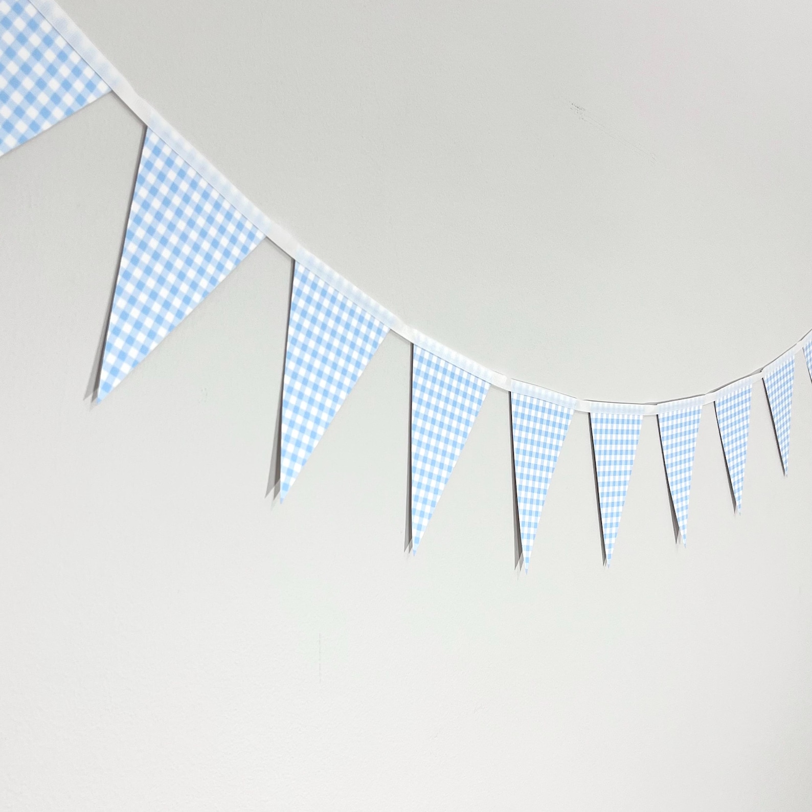 Light Blue Gingham Flag Paper Garland - Etsy