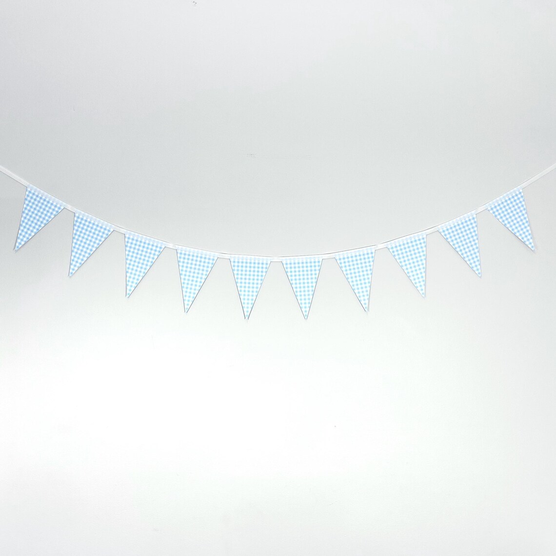 Light Blue Gingham Flag Paper Garland - Etsy