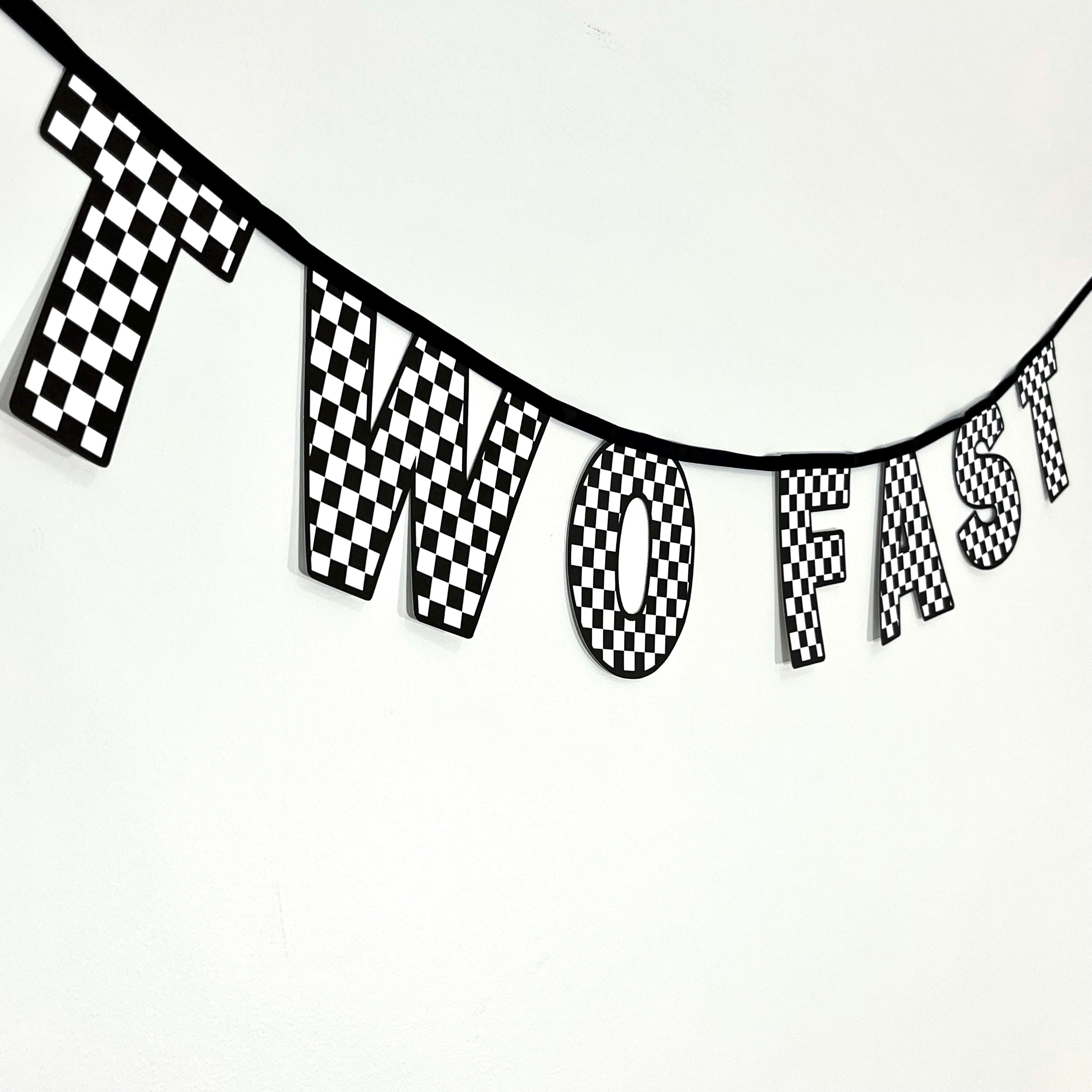 Checkered Racing Letters Party Banner - Etsy