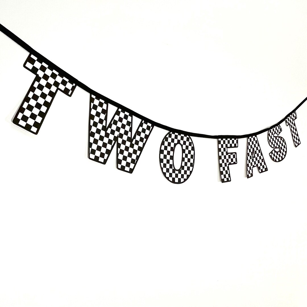 Checkered Racing Letters Party Banner - Etsy