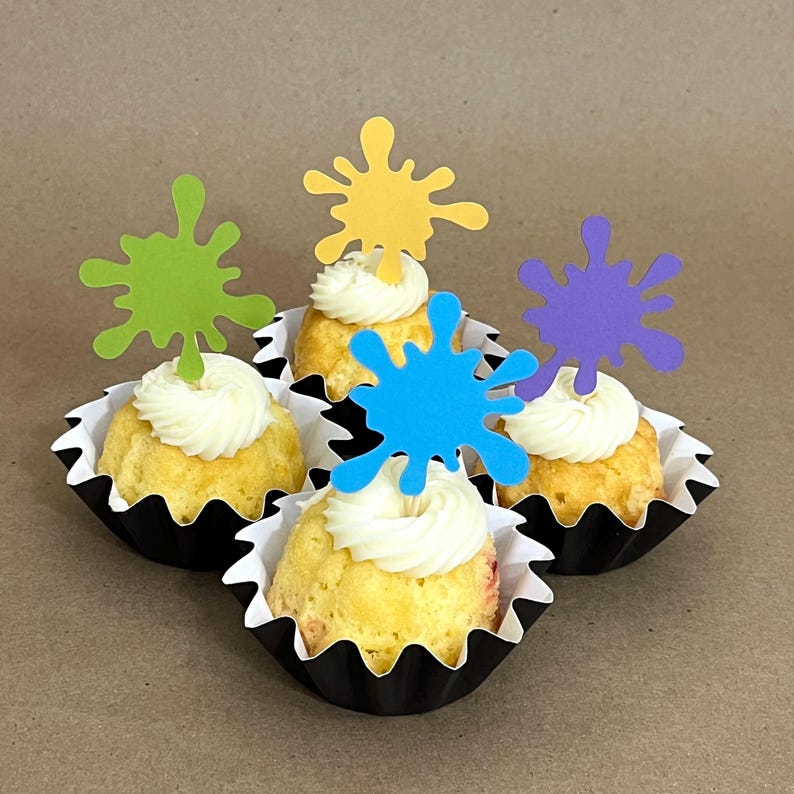Paint Splatter Cupcake Toppers - Etsy