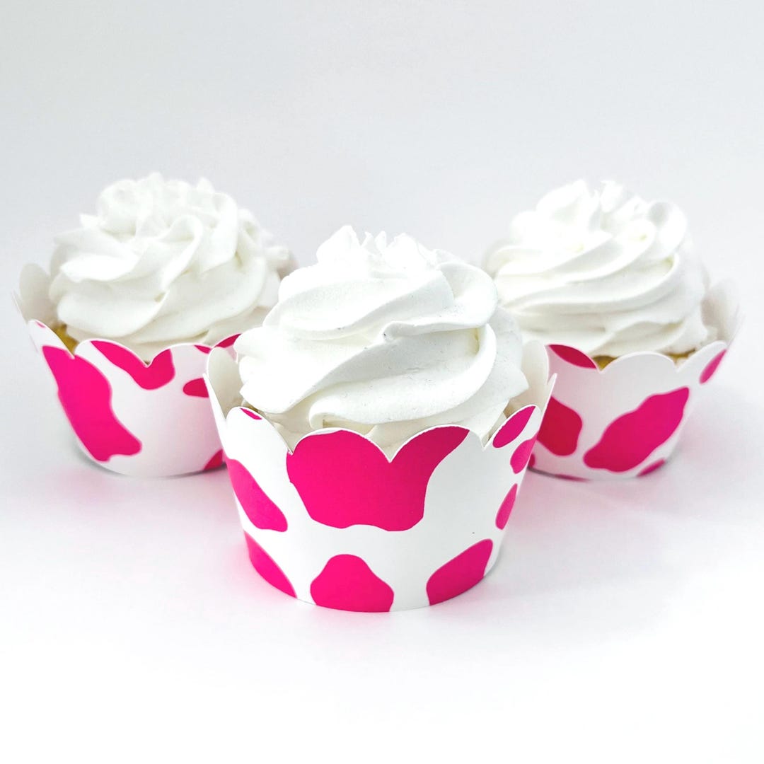 Hot Pink Cow Print Barnyard Party Cupcake Wrappers Set of 12 - Etsy