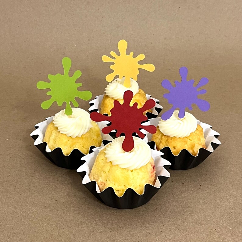 Paint Splatter Cupcake Toppers - Etsy