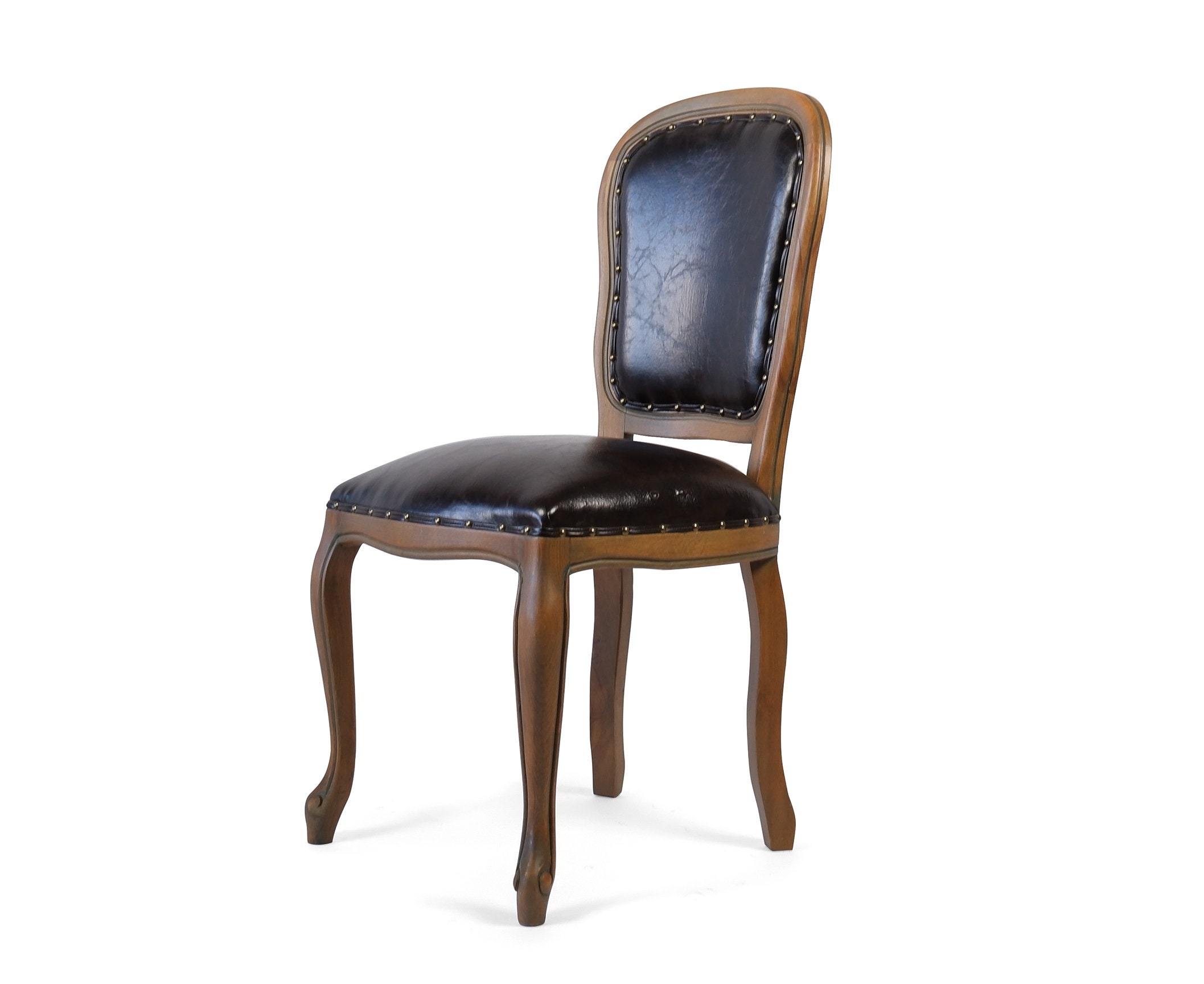 Walnut Office Chair Genuine Leather Dining Chair Luxury - Etsy Australia