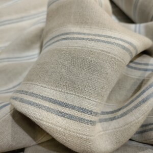 Blue French Stripe Washed Linen Fabric Fabric Sold by the Metre - Etsy