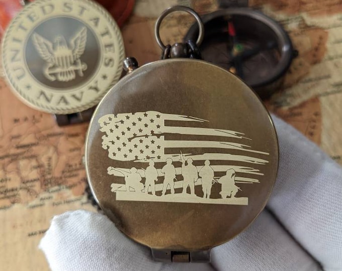 Personalized Compass, Patriotic Gifts for Men, Engraved Compass, Army ...