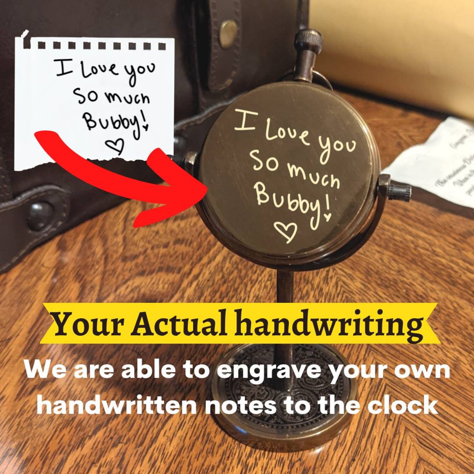 Vintage Table Clock Handwriting Gift Personalized Gifts - Etsy