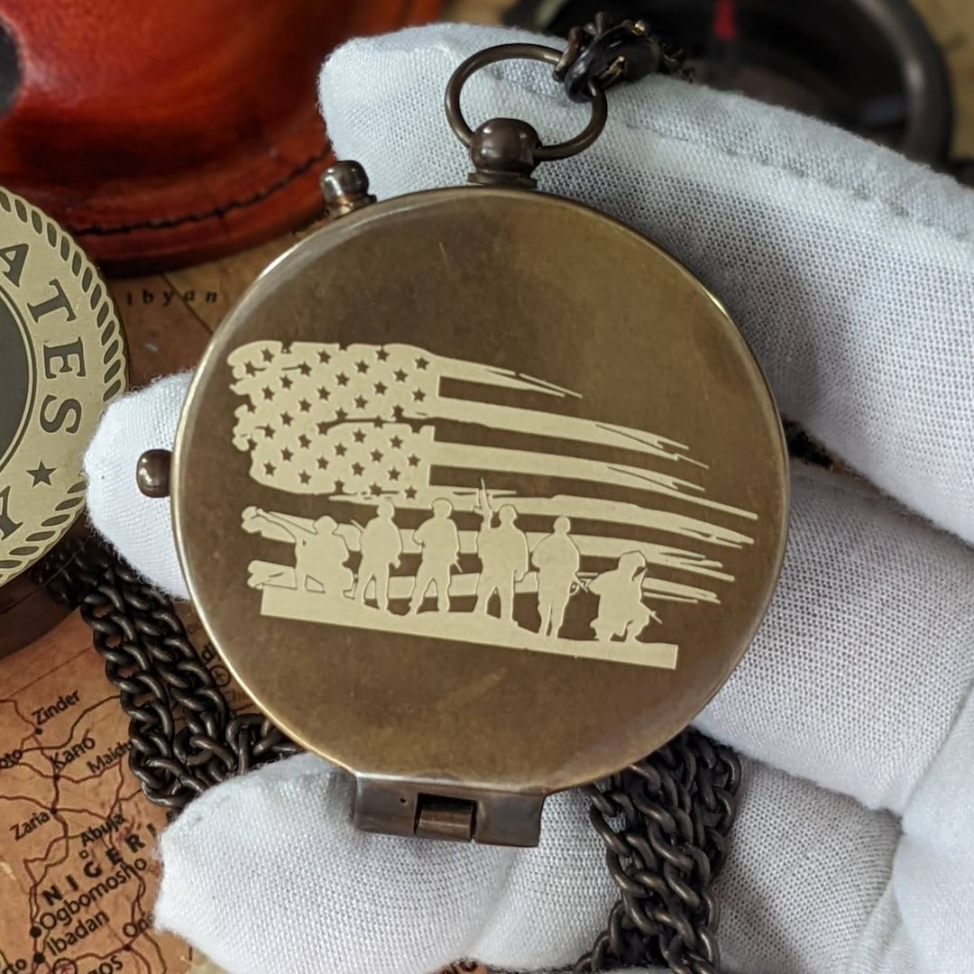 Engraved Compass, Army Soldier Gift, Patriotic Gifts for Men ...
