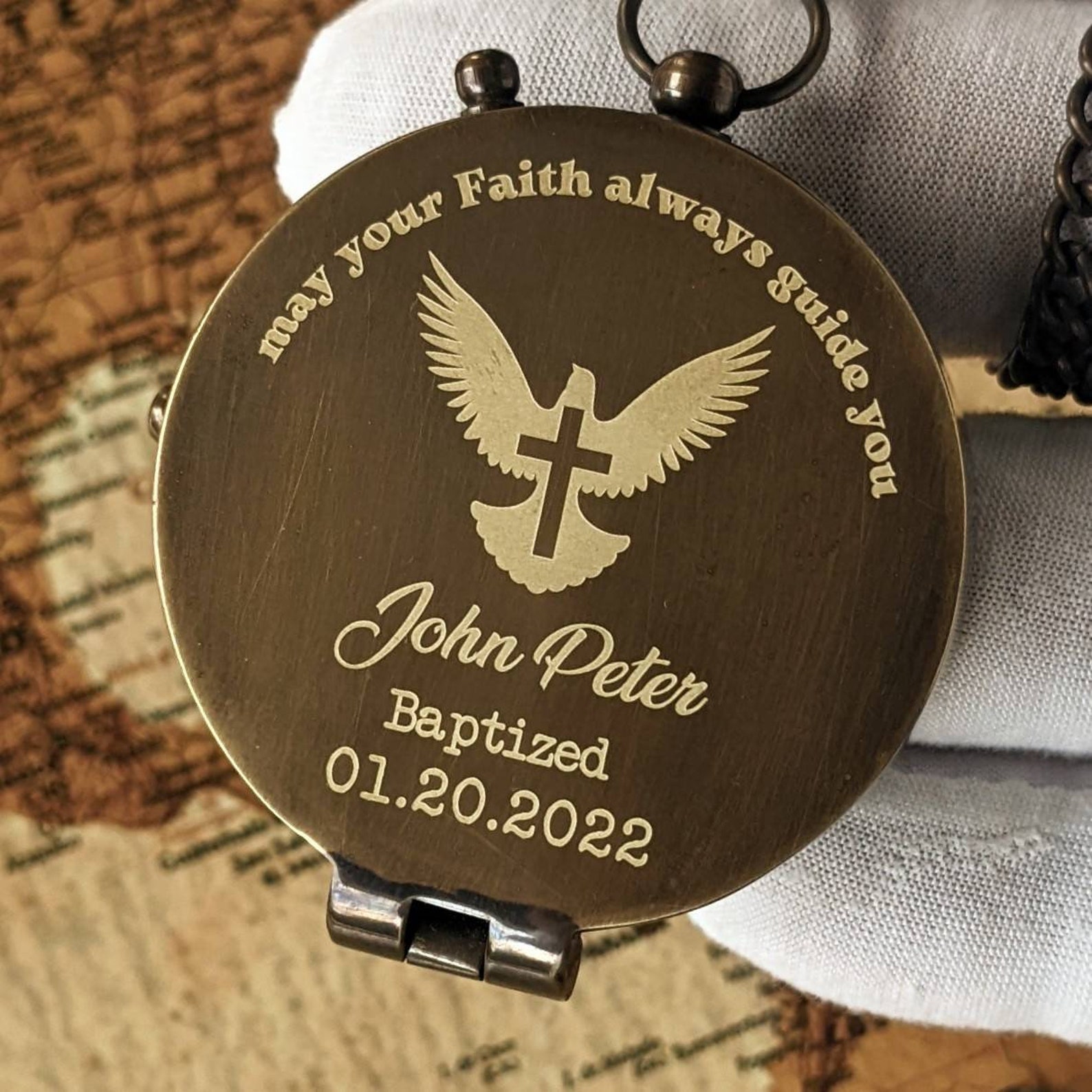 Personalized Compass, Baptism Gift Boy, Engraved Compass, Godson ...