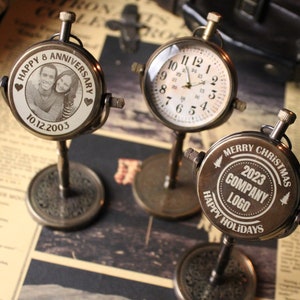 Vintage Table Clock, Handwriting Gift, Personalized Gift for Birthday ...