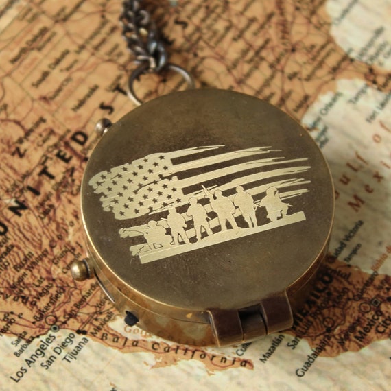 Engraved Compass Army Soldier Gift Patriotic Gifts for Men | Etsy