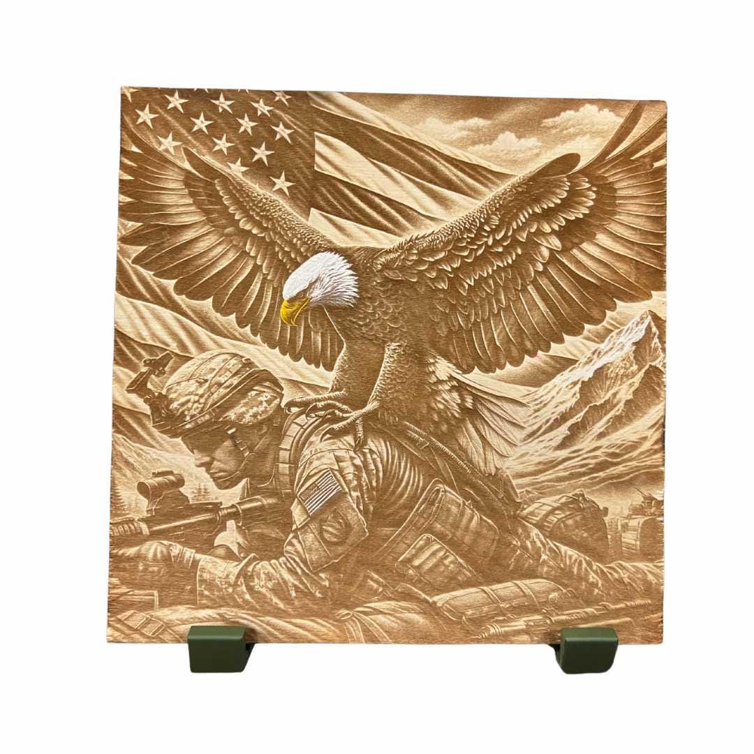 MILITARY Bald Eagle Patriotic Flag Laser Engraved Wood Sign 10x10 - Etsy