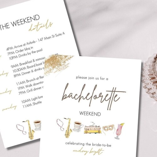 New Orleans Bachelorette Invitation With Itinerary - Etsy