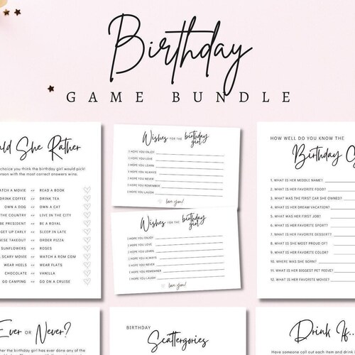 10 Printable Birthday Games for Her Bundle Adult Birthday - Etsy Australia