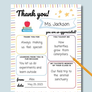 Teacher Appreciation Printable | Thank You Note | Card | Teacher ...