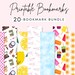 Printable Bookmark Bundle Print Book Mark Teen Teenage Girl Reading ...