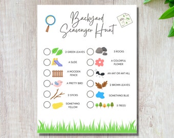 Backyard Scavenger Hunt Game Kids Summer Printable Outdoor Treasure ...