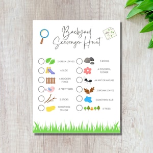 Backyard Scavenger Hunt Game | Kids Summer Printable | Outdoor Treasure ...