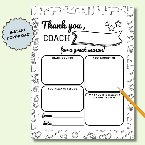Golf Coach Thank You Card - Etsy