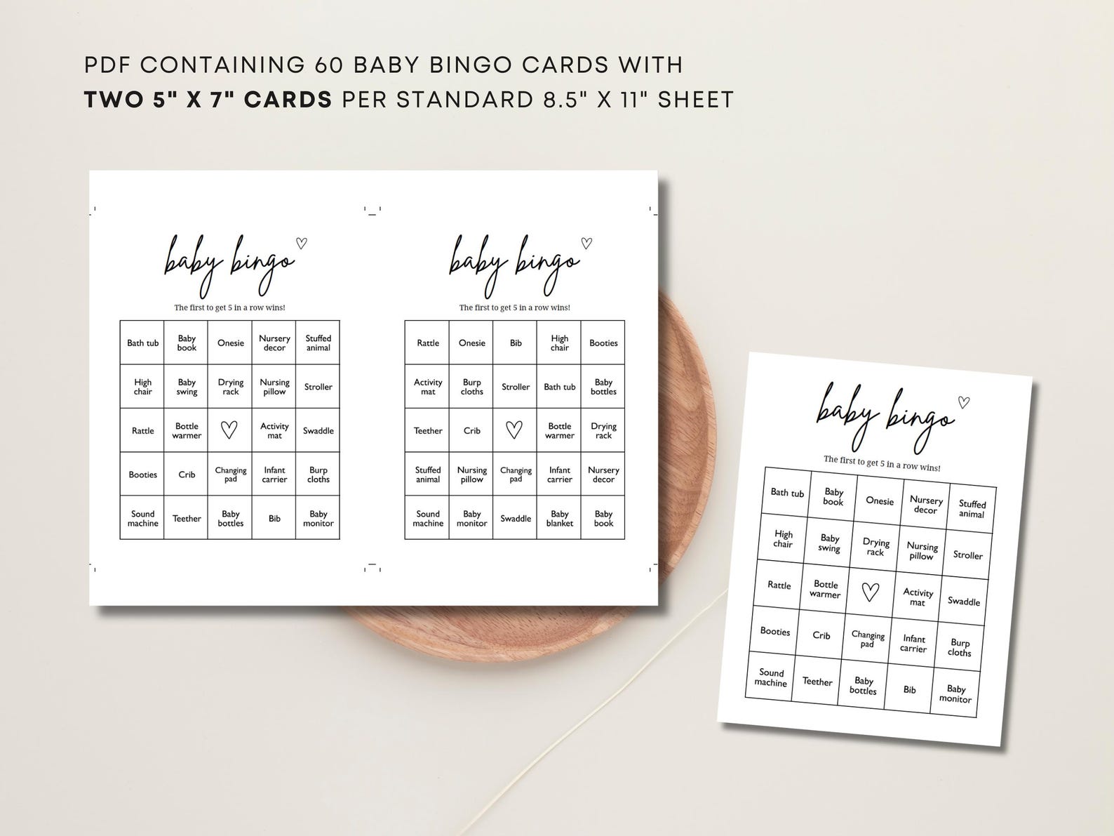 60 Prefilled Baby Shower Bingo Cards, Printable Baby Bingo Game, Unique ...