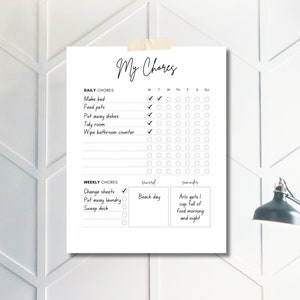Minimalist Printable Chore Chart | Instant Download Chore Tracker ...