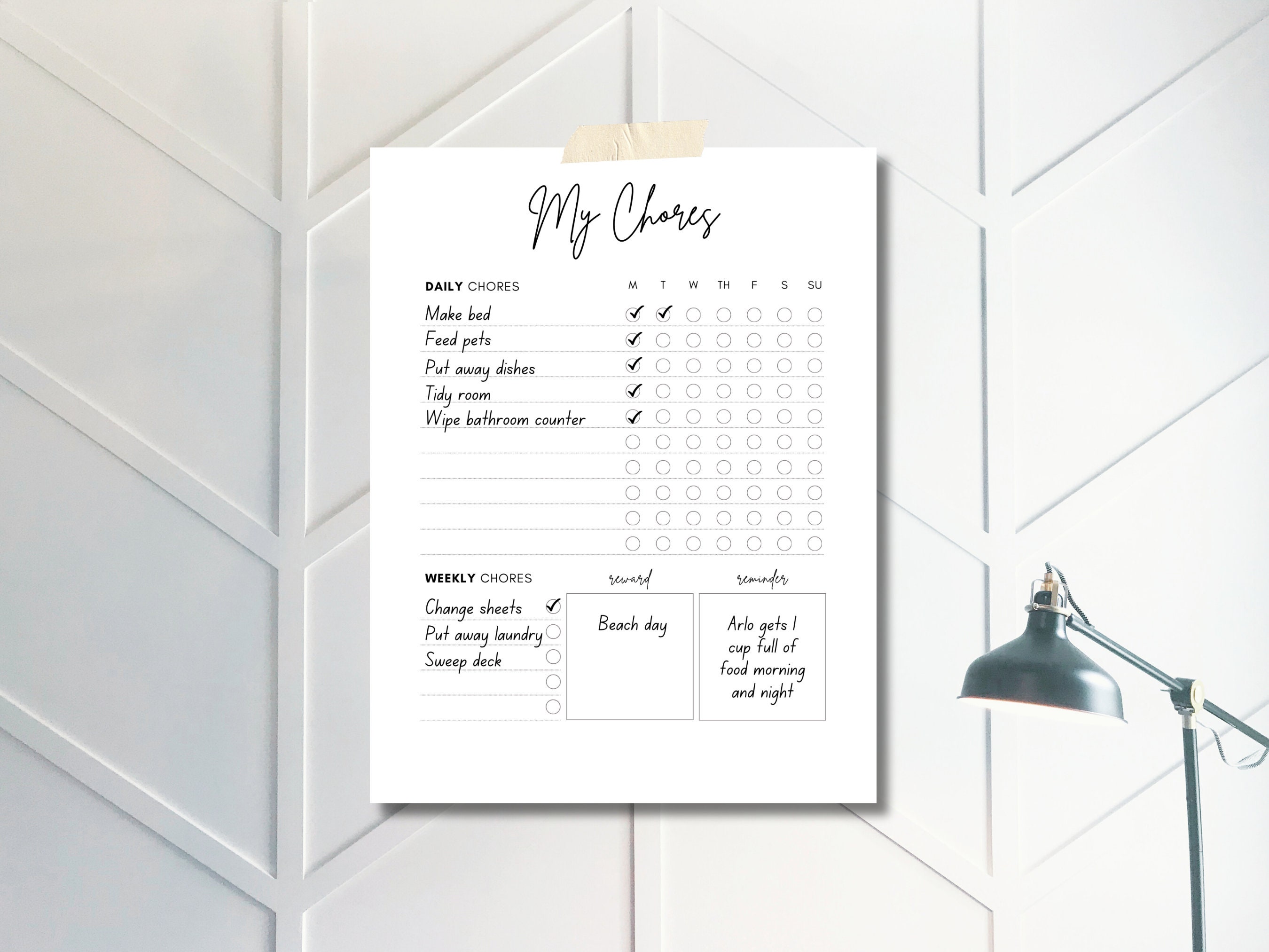 Minimalist Printable Chore Chart | Instant Download Chore Tracker ...