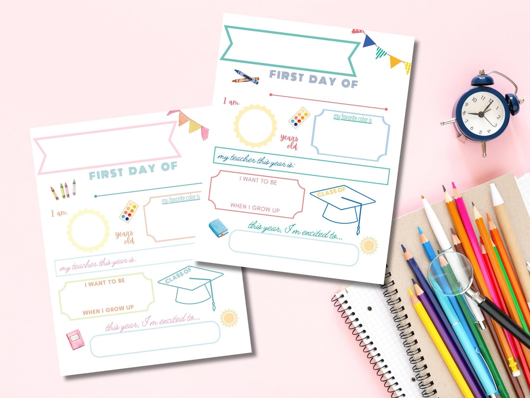 First Day of School Sign: Printable Fill-in Template (PDF) - Etsy