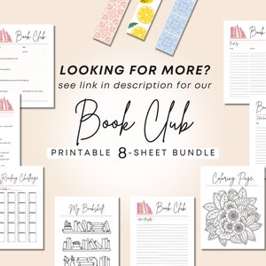 Book Club Printable | Book Discussion Question Guide | Book Review ...