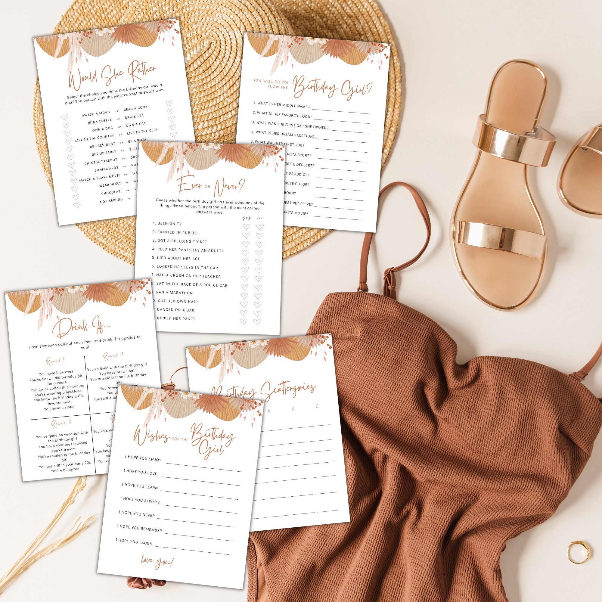 Boho Birthday Game Bundle Printable Birthday Girl Ideas Party 21st 30th ...