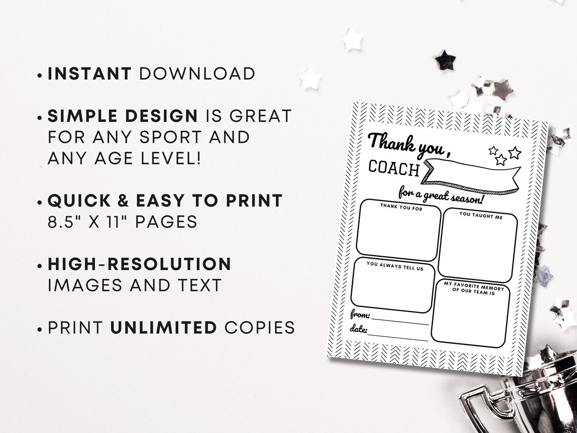 Coach Wertschätzung Danke | Druckbar | Danke Coach | Hinweis-Karte ...